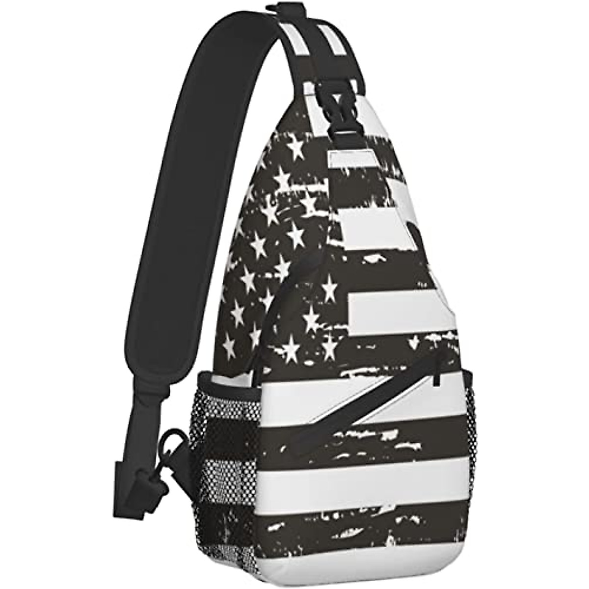 Sling Bag Vintage American USA Flag Patriotic Hiking Daypack Crossbody Shoulder Backpack Travel Chest Pack for Men Women