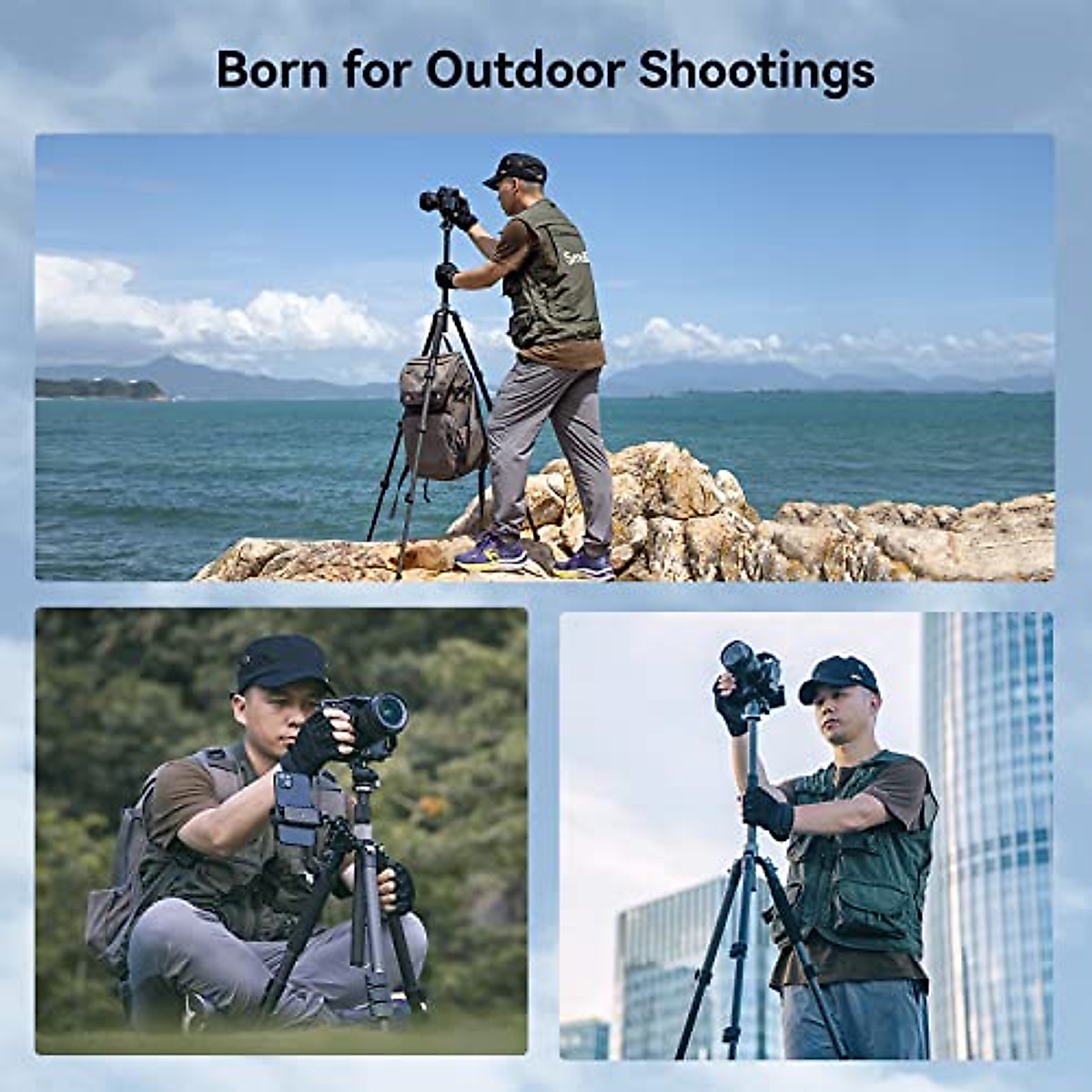 SmallRig 62.2" Carbon Fiber Tripod with Center Column, Travel Lightweight Tripods & Detachable Monopod, 360° Ball Head, Quick Release Plate, Load up to 26.5 lbs/12 kg-4059