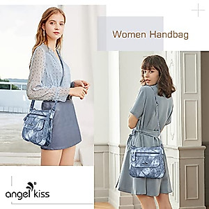 Angel Kiss Crossbody Bags for Women PU Leather Shoulder Handbag Ladies Purses and Handbag with adjustable Strap Lake Blue