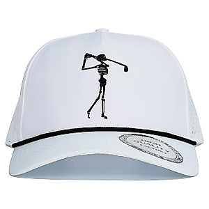 Funny Golf Hats for Men Women,Golf Gifts Skull Baseball Cap for Adults Humor,White 2