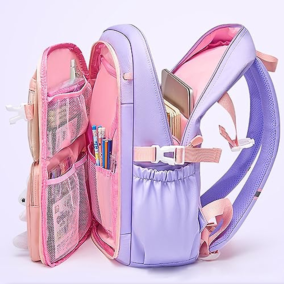 Wellhoope Kawaii Big Capacity Backpack Personalized Name Cute Aesthetic Backpack Bunny Outdoor Daypack Casual Travel Bag Laptop Backpack Pink Blue Black Purple Green