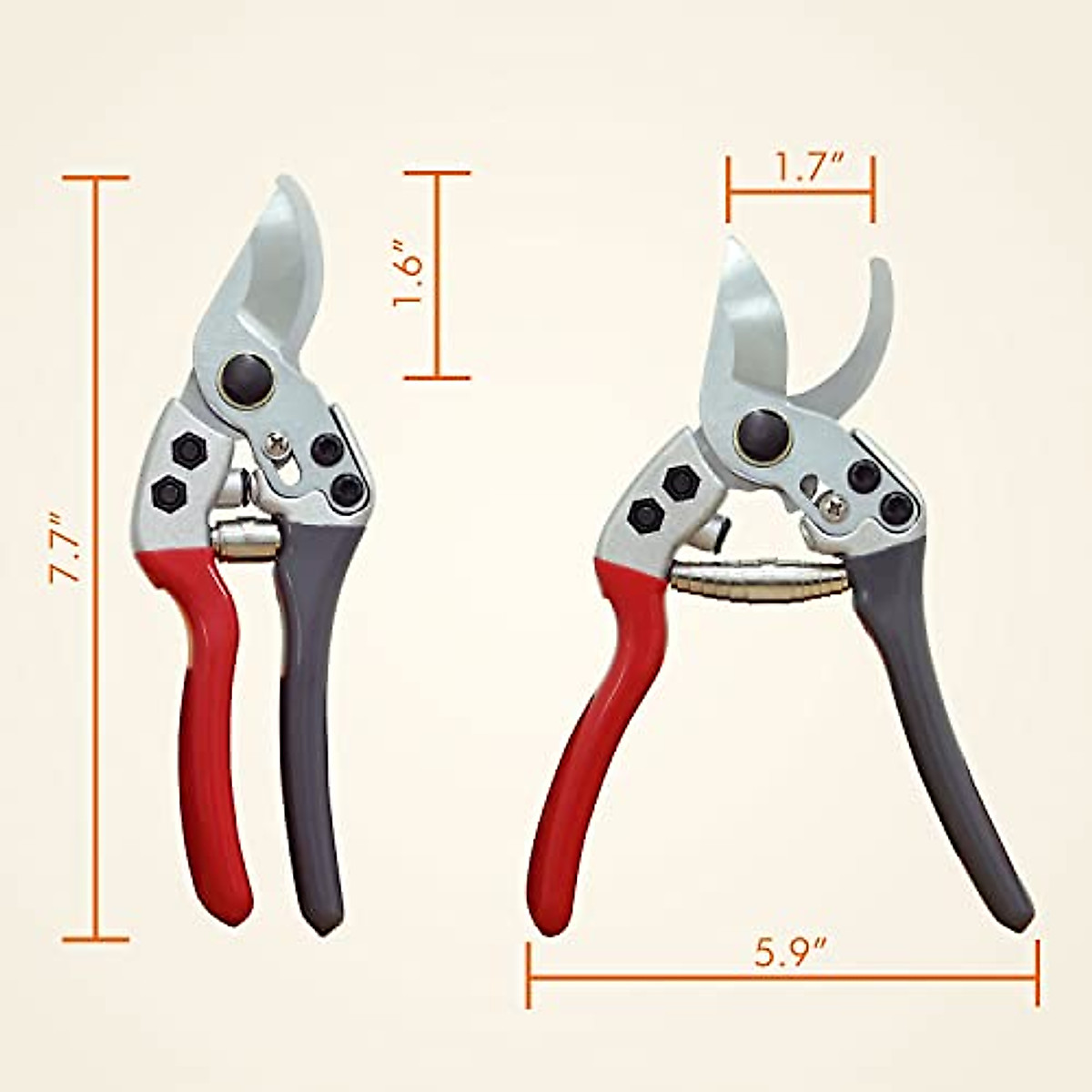 Gardzen 8" Bypass Pruning Shear Garden Scissors, SK5 Sharp Precision Cut Steel Blade Pruner, Blade Lock