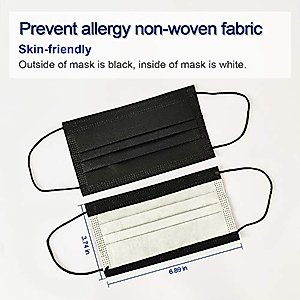 T·IMTEX Disposable 3 Ply Face Mask with Elastic Ear loops, Breathable and Comfortable Protective Masks with Melt-Blown Fabric for Filtering the Particulate Matter in the Air Pollution (Black)