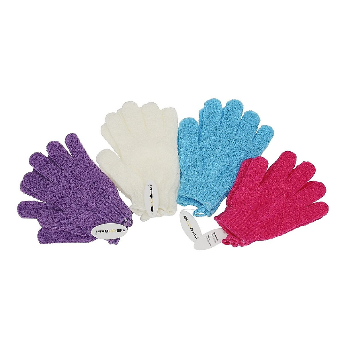 Exfoliating Shower Bath Gloves【4 Pair】Double Side Durable Nylon Shower Gloves Body Scrub Exfoliator & Bathing Accessories for Men,Women & Kids Bath Scrubber for Acne & Dead Cell