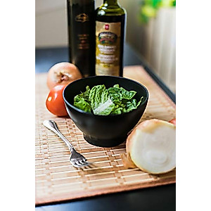 Coza Design- Eco Friendly Plastic Bowl for cereal, dessert, ice cream, soup (Microwave and Dishwasher Safe) (17 oz., Black) Set of 6