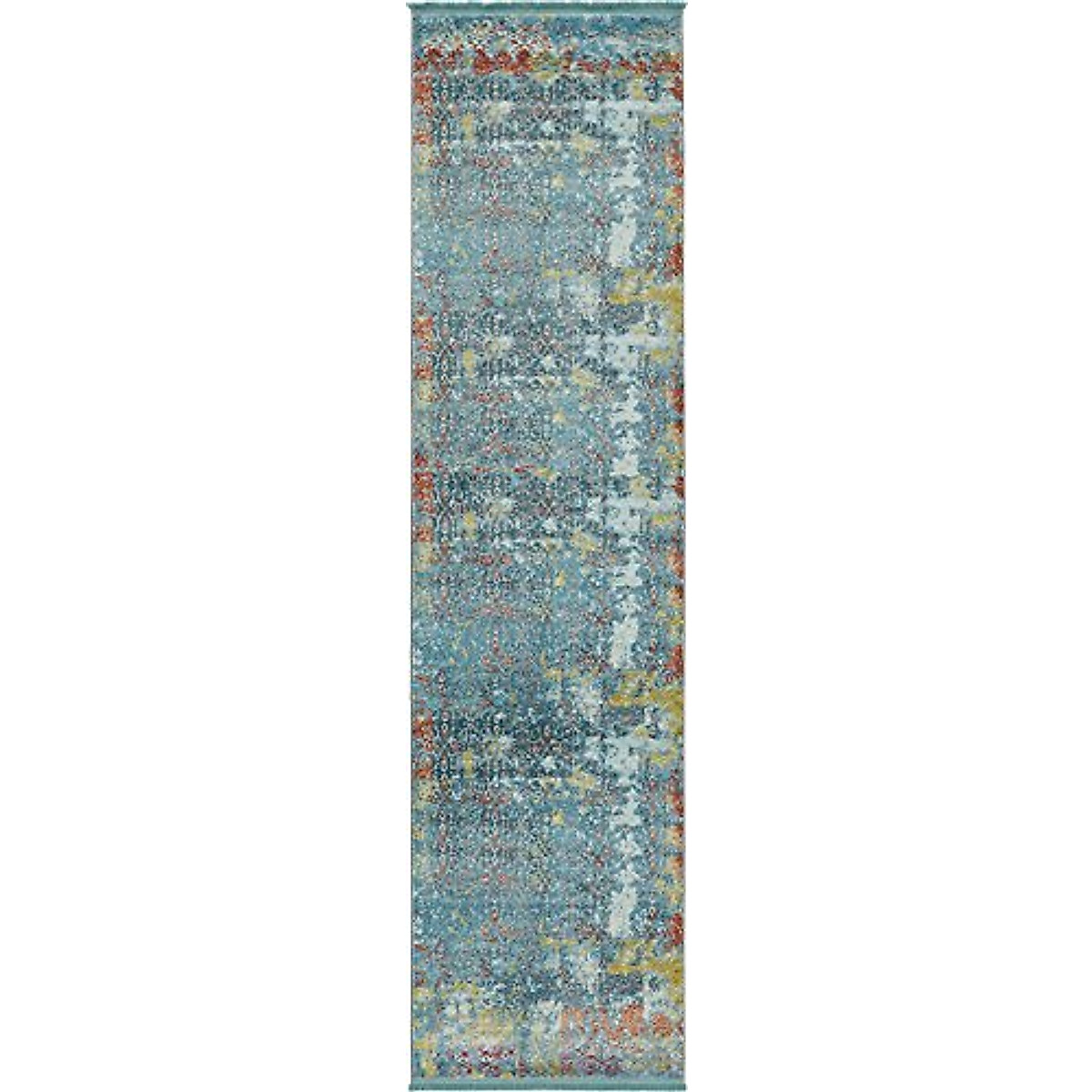 Unique Loom Baracoa Collection Bright Tones Vintage Traditional Runner Rug, 2' 7" x 10' 0", Teal/Ivory