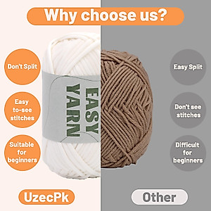 4x50g(7.1Oz) Yarn for Crocheting and Knitting, 4x87yds Beginner Easy Crochet White Cotton Yarn for Beginners with Easy-to-See Stitches, Worsted-Weight Medium #4 - Cotton-Nylon Blend