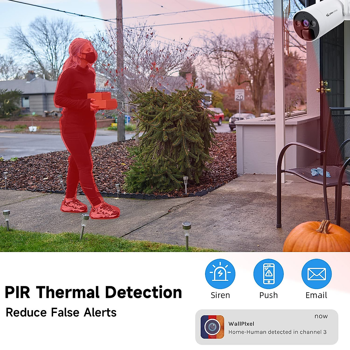 yeewise Solar Security Cameras Wireless Outdoor, 2K 4MP Home Security System, 4 Cameras Kit with Color Night Vision, Forever Power, Spotlight Camera, 10CH NVR with 64G Local Storage, No Monthly Fee