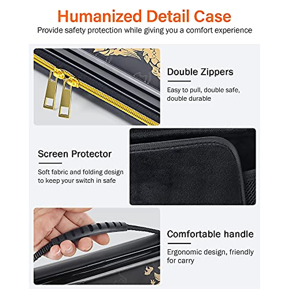 Davlon Carrying Case for Switch/Switch OLED, Portable Switch Travel Case with Handle and 10 Game Card Slots, Hard Shell Protective Case Compatible with Switch Console and Accessories