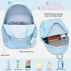Caran·Y Backpack For Girls Light Weight School Bookbag Classic Basic Water Resistant Casual Daypack for Travel with Bottle Side Pockets