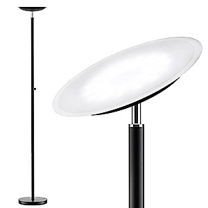 Lakumu Torchiere Floor Lamp, LED Floor Lamp, Stepless Dimmable, Tall Free Standing Light, 5000K Daylight White, Modern Sky Lamp, Super Bright Floor Lamp for Living Room Office Bedroom, Matte Black