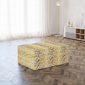 Ambesonne Floral Foldable Mattress, Dreamy Roses Pattern Modern, 74.8" x 35.4", Earth Yellow Coffee