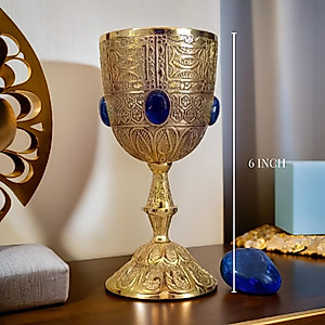 REPLICARTZ Chalice Goblet Wine Glasses Gold Plated Brass Gift Chalice Wine Goblet Vintage Chalice Medieval Goblet, Best for Daily Use, Wedding Anniversary and Birthday 250 ml Pack of 1
