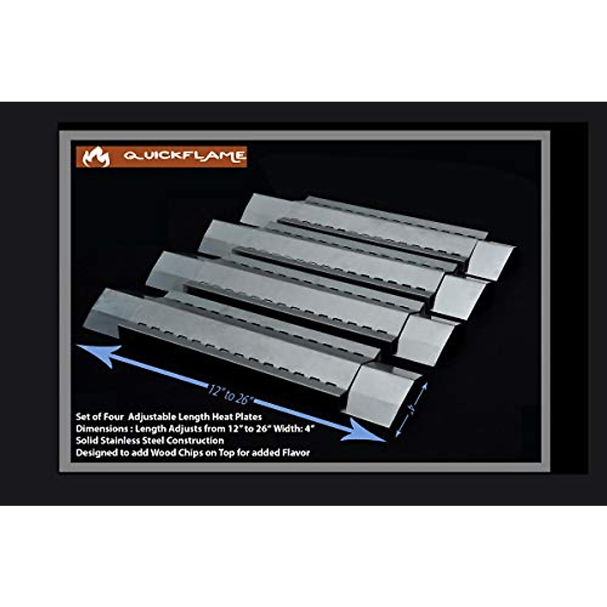 Set of 4 BBQ Gas Grill Heat Plate, Heat Shield, Heat Tent, Burner Cover, Vaporizer Bar, and Flavorizer Bar Steel Heat Shield for Grill King, Aussie, Charmglow, Brinkmann, Uniflame, Lowes Model Grills