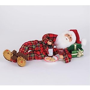 Karen Didion Originals Lying Wine Midnight Snack Santa Figurine, 14 Inches - Handmade Christmas Holiday Home Decorations and Collectibles