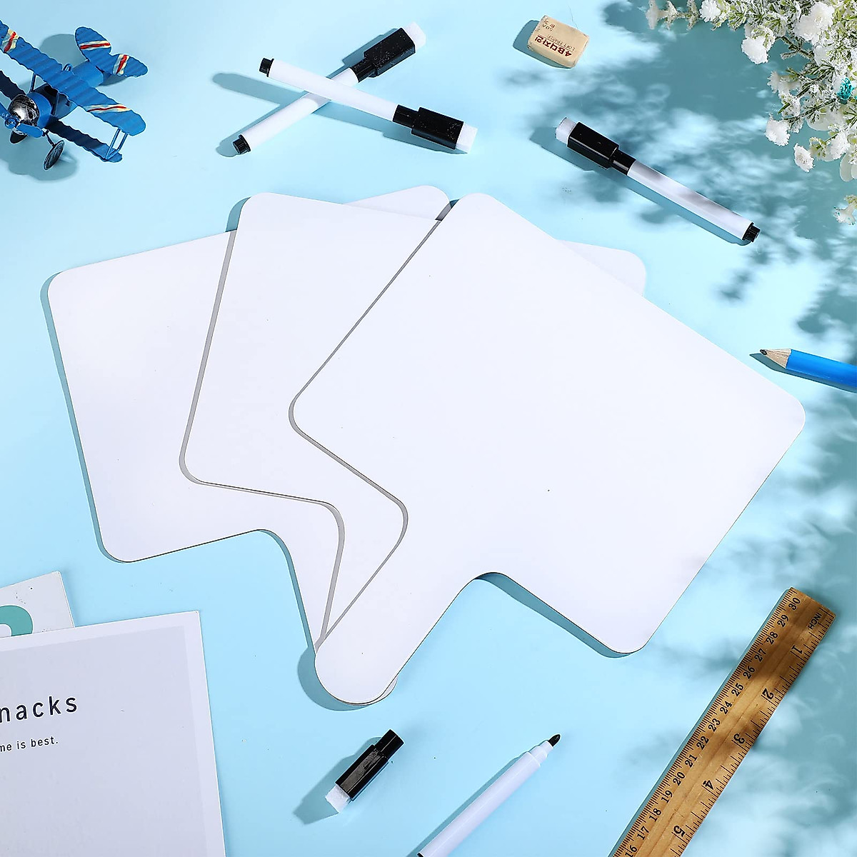 Sherr Dry Erase Answer Paddle Double Side Small White Boards Fan Blanks Auction Paddles Handheld Whiteboard for Classroom Students Kids Bidding Voting Scoring Activities(80 Pcs)