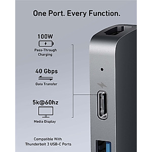 Anker USB C Hub for MacBook, 7-in-2 USB C to C Adapter, Compatible with Thunderbolt 3 Port, 100W Power Delivery, 4K HDMI, USB C and 2 USB A Data Ports, SD and microSD Card Reader