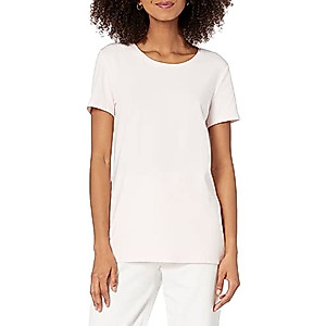 Amazon Essentials Women's Classic-Fit Short-Sleeve Crewneck T-Shirt, Pack of 2, Light Grey Heather/Light Pink, Large