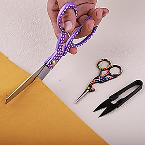 Long Ying Professional 8.5 Inch Sewing scissor Multi-Purpose Heavy Duty Tailor Scissors, stainless steel Printed Handle, for Fabric Cardboard Leather
