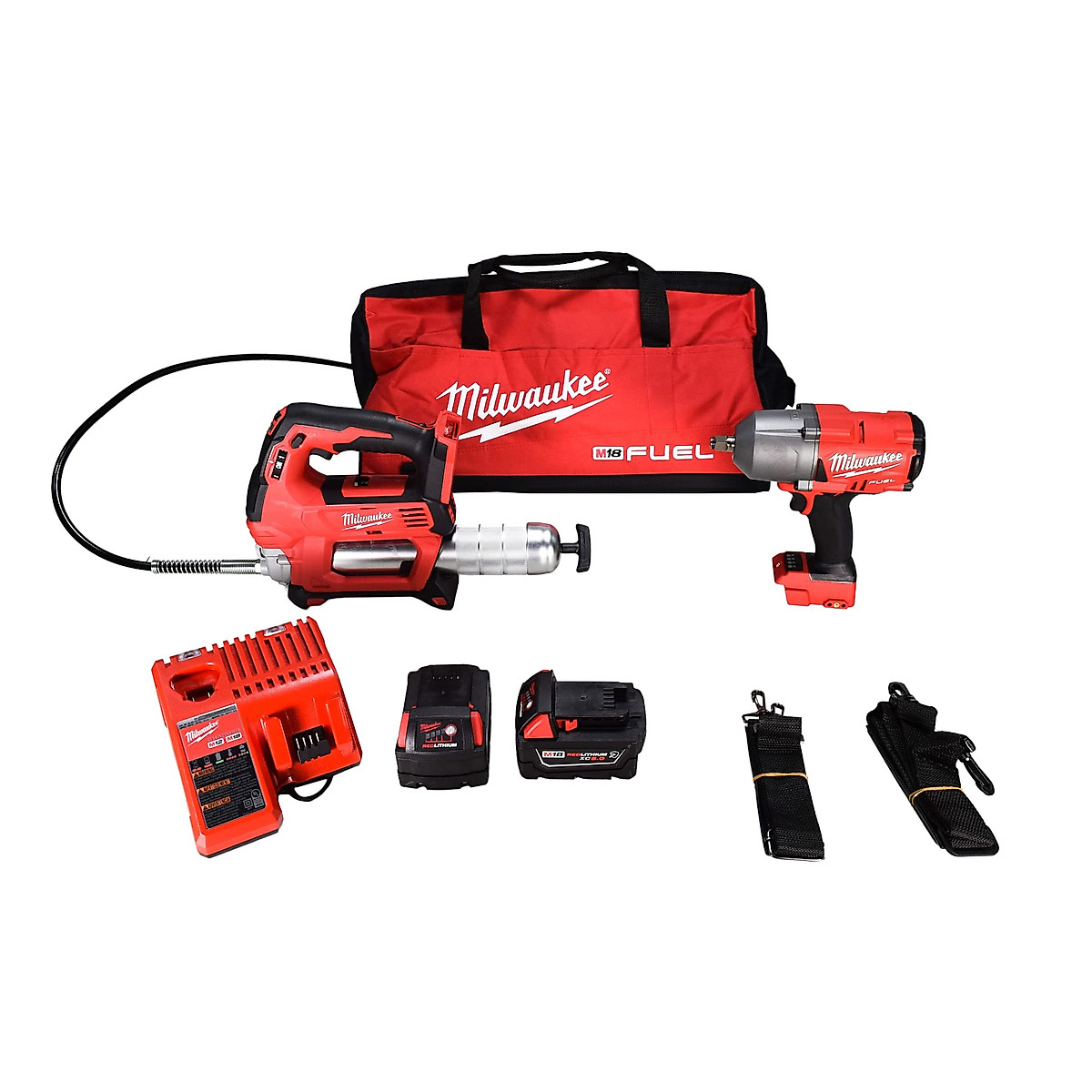 Milwaukee 2767-22GR 18V Brushless 1/2" High-Torque Impact Wrench Grease Gun Kit
