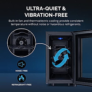 NewAir Shadow-T Series Wine Cooler Refrigerator | 8 Bottle | Countertop Mirrored Compact Wine Cellar with Triple-Layer Tempered Glass Door | Vibration-Free & Ultra-Quiet Thermoelectric Cooling