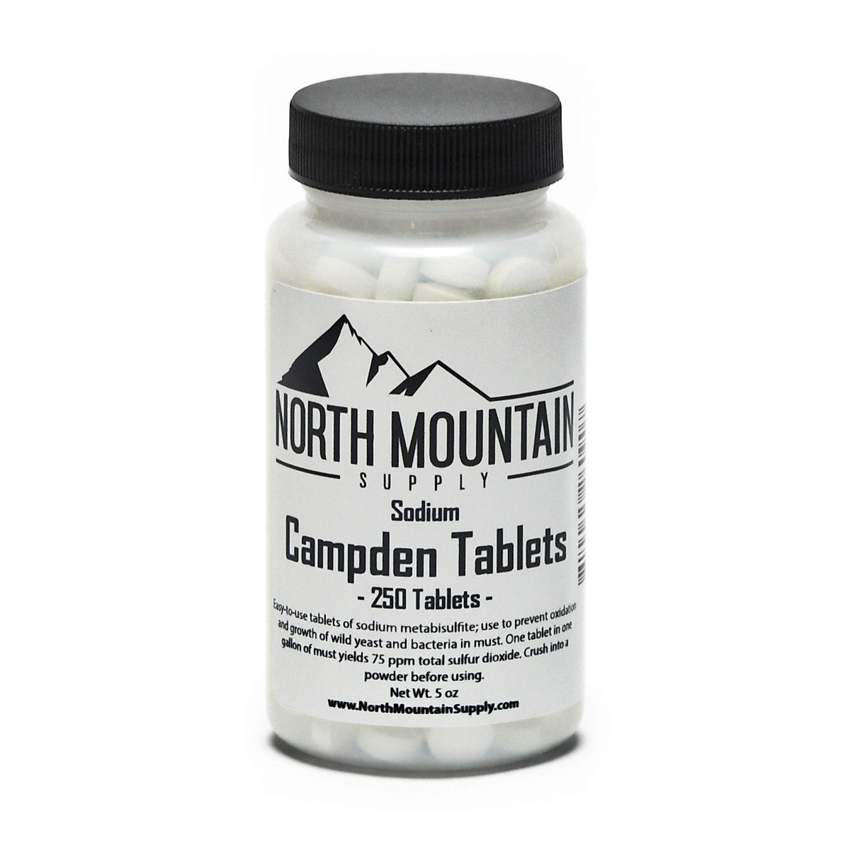 North Mountain Supply Campden Tablets (Sodium Metabisulfite) - 250 Tablets - 5 Ounce Jar