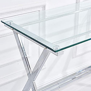 Tempered Glass Computer Desk Modern Student Writing Study Desk,Small Computer Desk,Home Office Desk