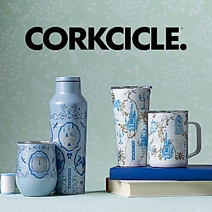 Corkcicle Disney Princess Belle Stemless Wine Glass Tumbler, Triple Insulated Stainless Steel Construction, Sliding Shatter-Proof Travel Lid, Keeps Beverages Chilled for 9 Hours, 12 oz