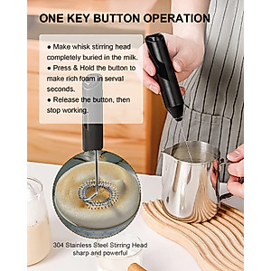 COKUNST Milk Frother Handheld, Battery Powered Drink Mixer for Matcha Coffee, Electric Portable Whisk Drink Mixer Mini Foam Maker for Hot Chocolate Frappe Latte