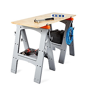 Amazon Basics Folding Sawhorse - Set of 2, 900 Pound Capacity