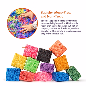 Special Supplies Fun Foam Modeling Foam Beads Play Kit, 12 Blocks Children’s Educational Clay for Arts Crafts Kindergarten, Preschool Kids Toys Develop Creativity, Motor Skills, Reusable Container
