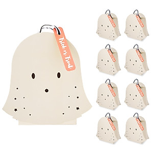 Cheerland Halloween Party Favor Bags Cute Ghost Shaped Paper Gift Bag Trick or Treat Bag for Spooky Theme Birthday Cosplay Halloween Goodie Bags Party Supplies - Pack of 8
