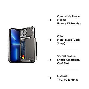 VRS Design Damda Glide Pro Phone Case for iPhone 13 Pro Max, Sturdy Semi Auto Wallet [4 Cards] Case Compatible for iPhone 13 Pro Max Case (2021)