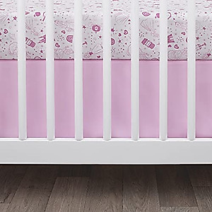 Disney Princess - Dare to Dream Pink and White, Castle, Hearts and Stars 3 Piece Nursery Crib Bedding Set - Comforter, Fitted Crib Sheet, and Crib Skirt