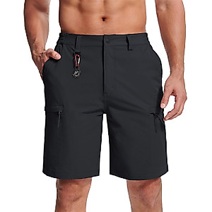 MAGCOMSEN Mens Hiking Shorts Lightweight Cargo Shorts for Men with Zipper Pockets Quick Dry Summer Running Fishing Military Tactical Shorts Black