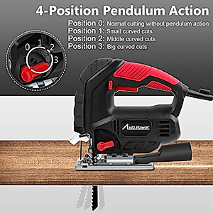 AVID POWER Electric Jig Saw, 5.0A 3000 SPM Corded Jigsaw with Variable Speed, Bevel Angle (0°-45°), 6PCS Blades and Scale Ruler
