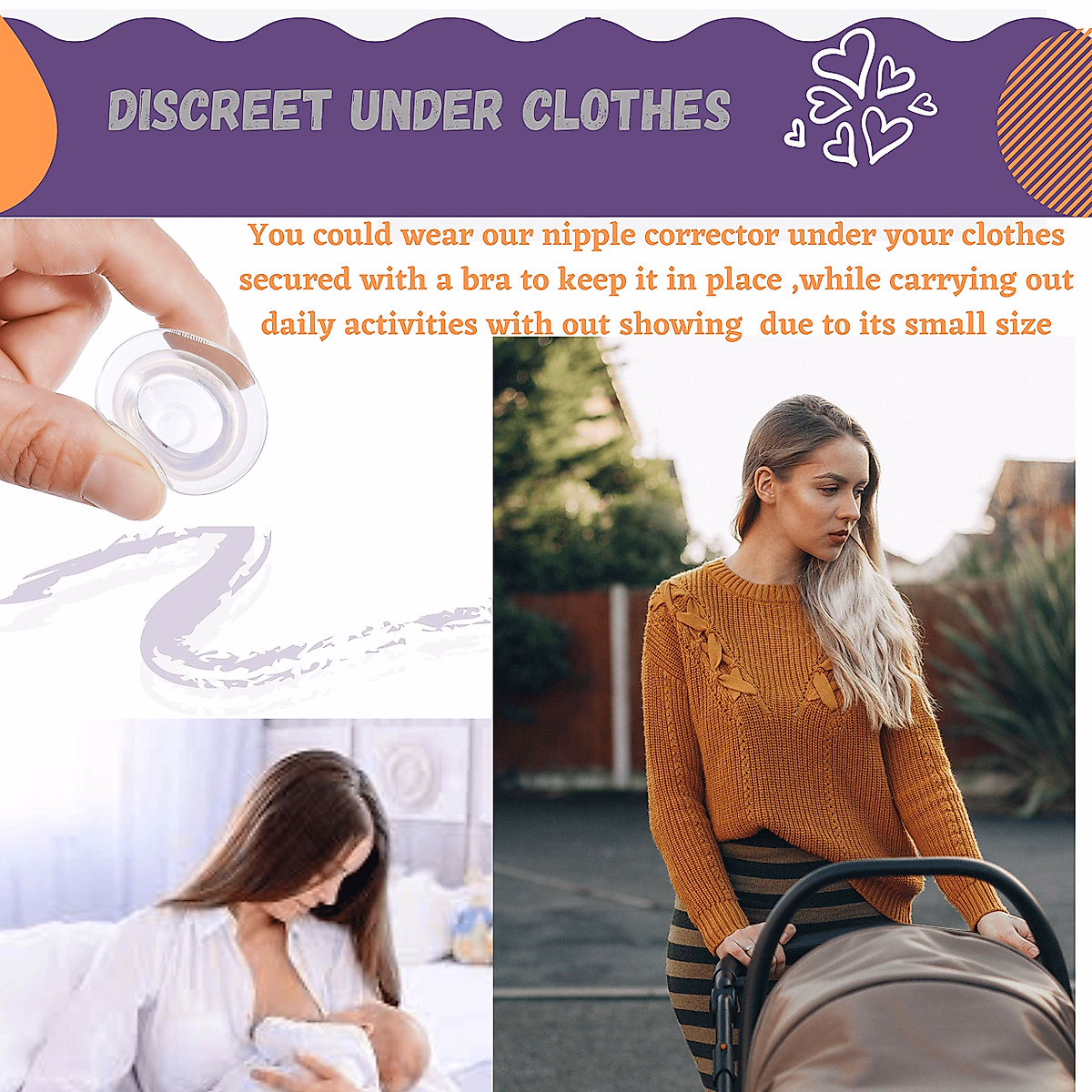 Breastfeeding Nipple Shield Enhancer Pair - Nip Puller Enhancer for Flat Shy and inverated Nipple Corrector Latch Assist I Inverted Flat Shy Nipples I Nursing Mother - Corrector Guard Protector