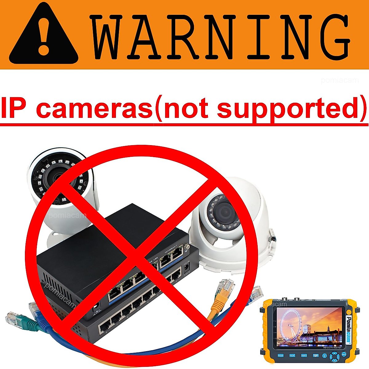 AHD CCTV Monitor Camera Tester IV8W 5 Inch 4-in-1 8MP AHD TVI 8MP CVI CVBS 1080P Coaxial HD Video Testerr Support RS485 PTZ Controller/UTP Cable Test/VGA HDMI Input/DC12V Output