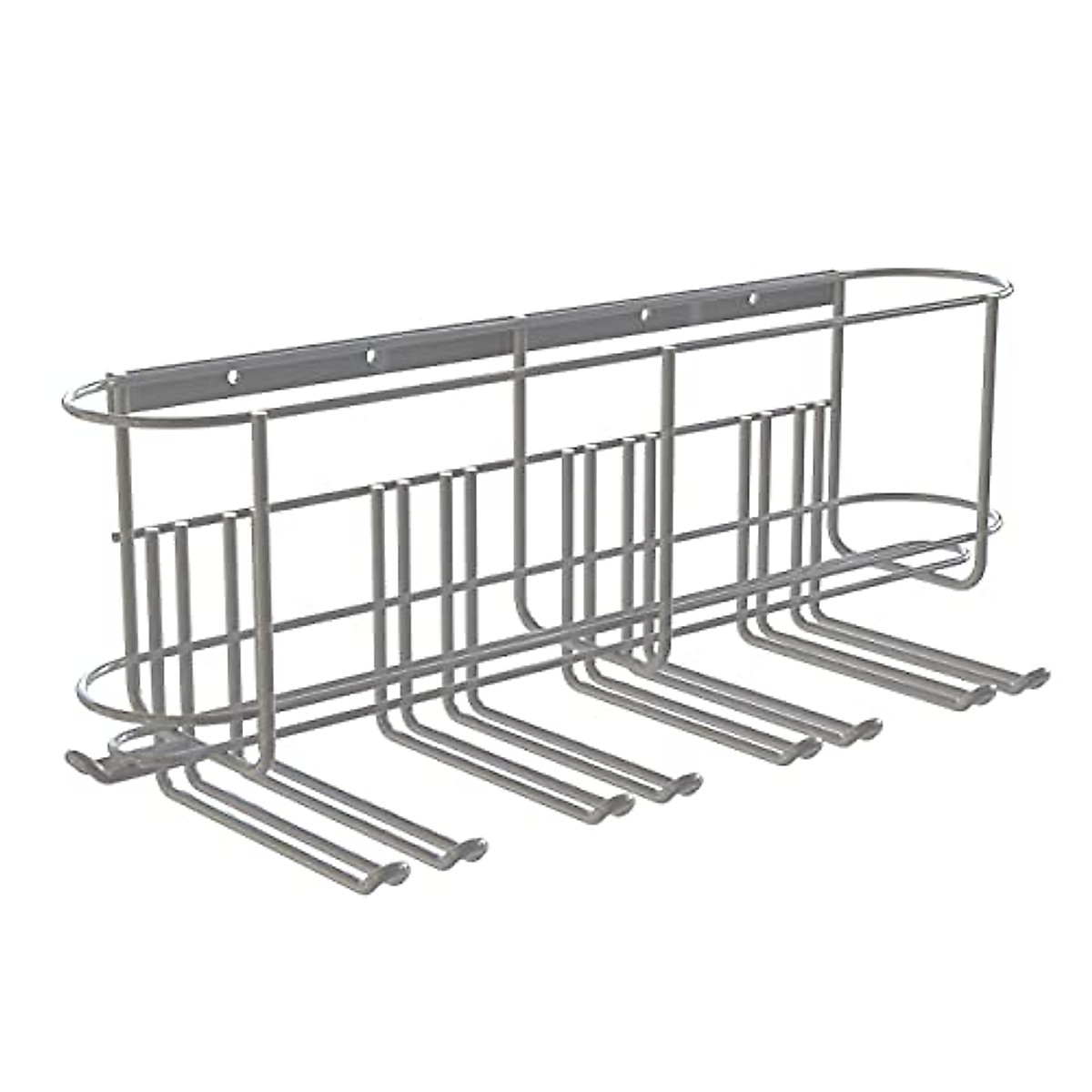 c2M Wall Mounted Wine Bottle & Glass Rack | Floating Wine Storage Shelf for 6 Bottles, 8 Glasses, & Opener | Timeless Compact Steel Design | Heavy Duty & Made in The USA - Silver