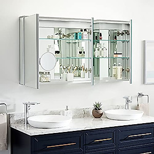 Signature Hardware 950613-53 Pallas 53" x 27-5/8" Lighted Frameless 3 Door Medicine Cabinet with Tunable LED and Electrical Outlet