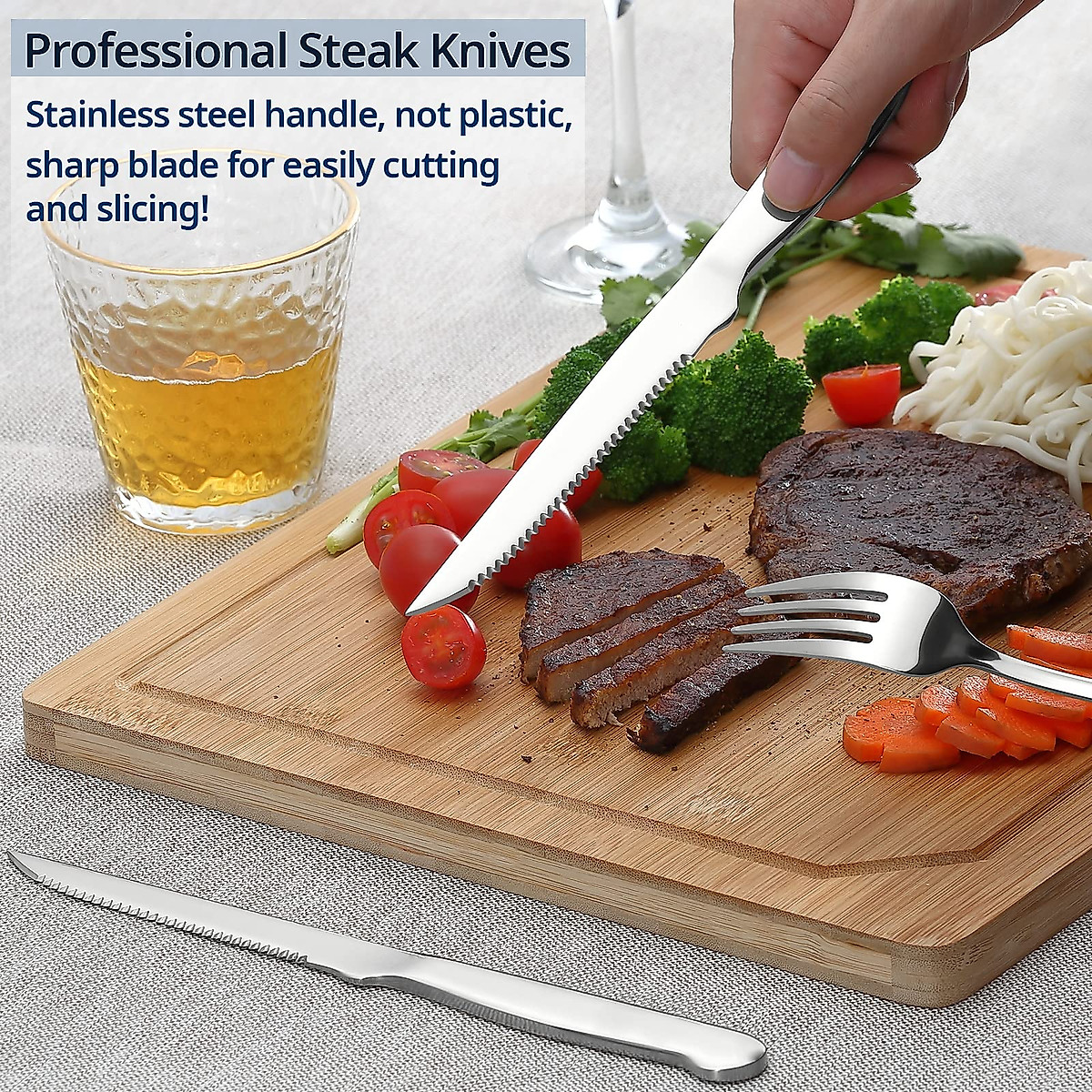 Eisinly 20-Piece Silverware Set Service for 4, Food Grade Stainless Steel Flatware Cutlery Set Kitchen Utensils Set with Steak Knives For Home Restaurant Hotel, Mirror Polished