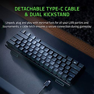 Razer Huntsman Mini 60% Gaming Keyboard: Fast Keyboard Switches - Clicky Optical Switches - Chroma RGB Lighting - PBT Keycaps - Onboard Memory - Classic Black