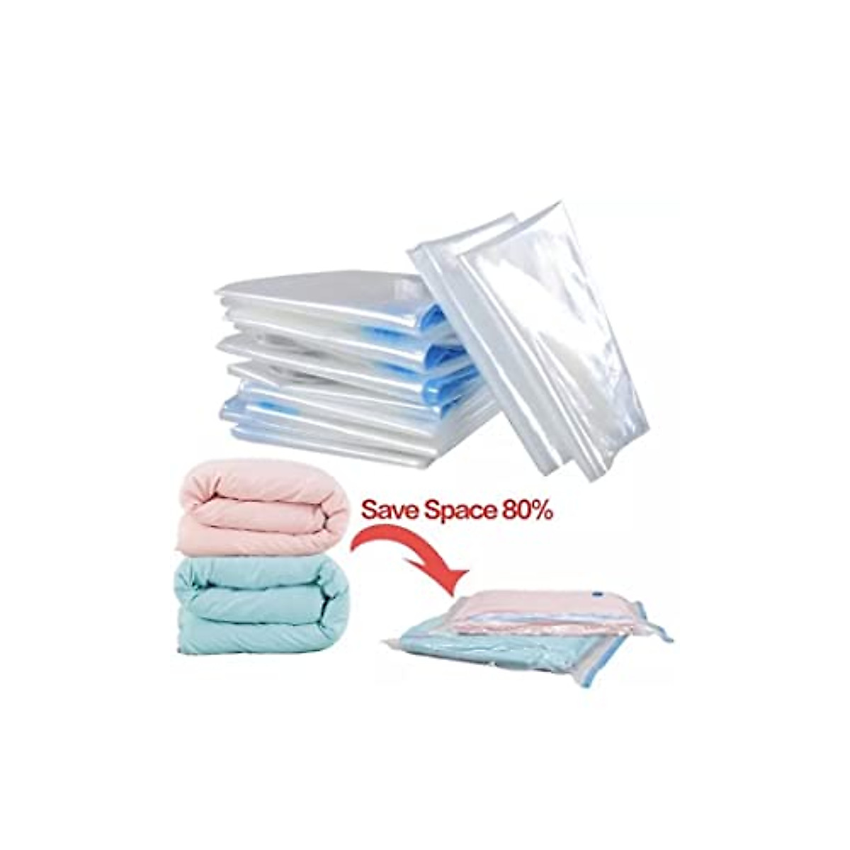 12 PACK, Vacuum Storage Bags , travel essentials, storage, JUMBO100х80cm X4pcs,LARGE 80х60cm X4pcs,MEDIUM 70х50cm X4pcs +1pump, Transparent