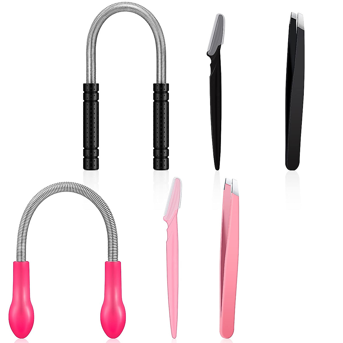 6 Pieces Spring Facial Hair Remover with Eyebrow Remover Trimmer Beveled Tweezers Threading Hair Removal Face Epilator Tool for Women Removes Hair on The Upper Lip Chin Cheeks