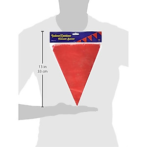 Beistle Red Plastic All Weather Pennant Banner Graduation Party Supplies, Hanging Decorations, 11" x 12'