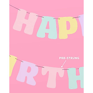 xo, Fetti Pastel Happy Birthday Banner - 1 Piece | Rainbow Bday Party Decorations, Cute Birthday Decor, Sweet 16, 21st