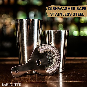 BARIANTTE Premium Hawthorne Strainer for Drinks - Cocktail Strainer Stainless Steel - Bar Strainer Cocktail Drink Strainer Bartending Strainer Hawthorne Strainers Bartender Strainer Shaker Strainer