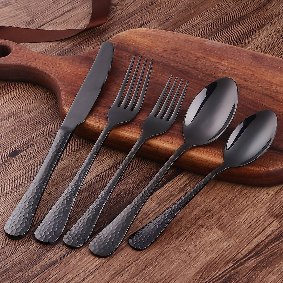 20-Piece Black Flatware Silverware Set, Bisda Stainless Steel Cutlery Sets, Multipurpose Use for Home, Kitchen, Restaurant, Hotel Tableware Utensil Service for 4