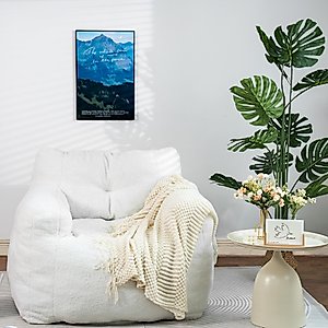 Recaceik Giant Beanbag Chair, Huge Fluffy Faux Fur Bean Bag Lazy Sofa with Filler, Ultra Soft Bean Bag Chair for Adults, Comfy Cozy Beanbag Chair with Memory Foam for Living Room, Dorm(White)