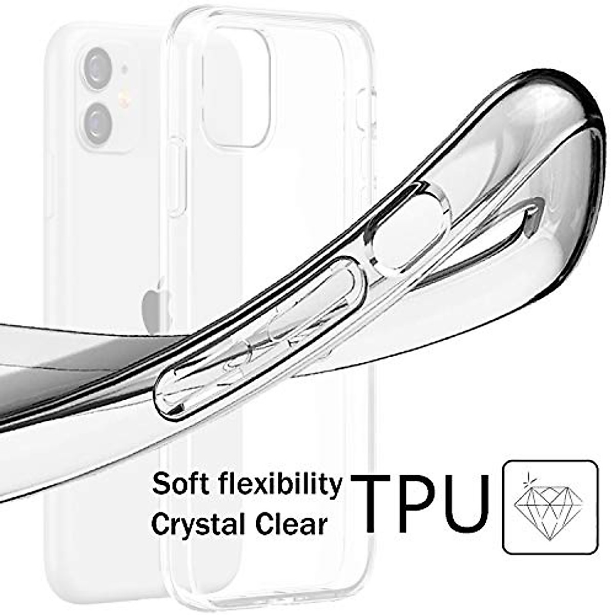 FanTEK Compatible for iPhone 11 Case, Clear Crystal TPU Phone Cases Compatible with iPhone 11 6.1 Inch